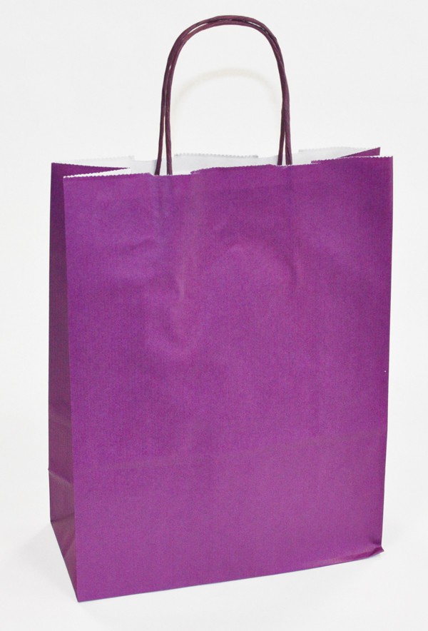 Borsette colore VIOLA su Kraft Bianco con maniglia carta ritorta ...